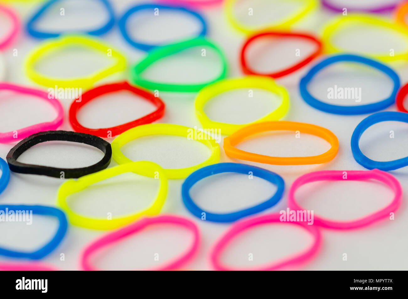 Various colorful plastic tires,selective clarity,white background Stock ...