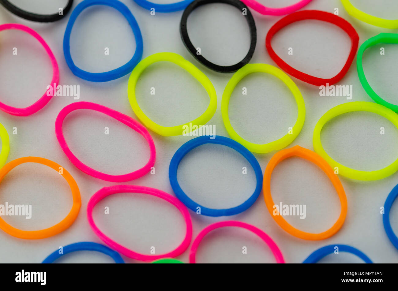 Various colorful plastic tires,selective clarity,white background Stock ...