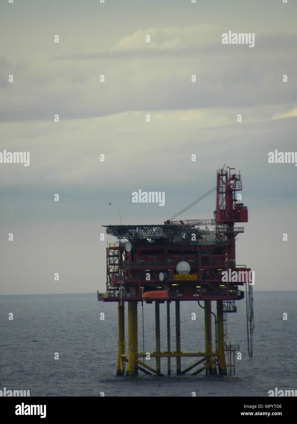 Gas platforms in the North Sea Babbage Field off the Holderness, North ...