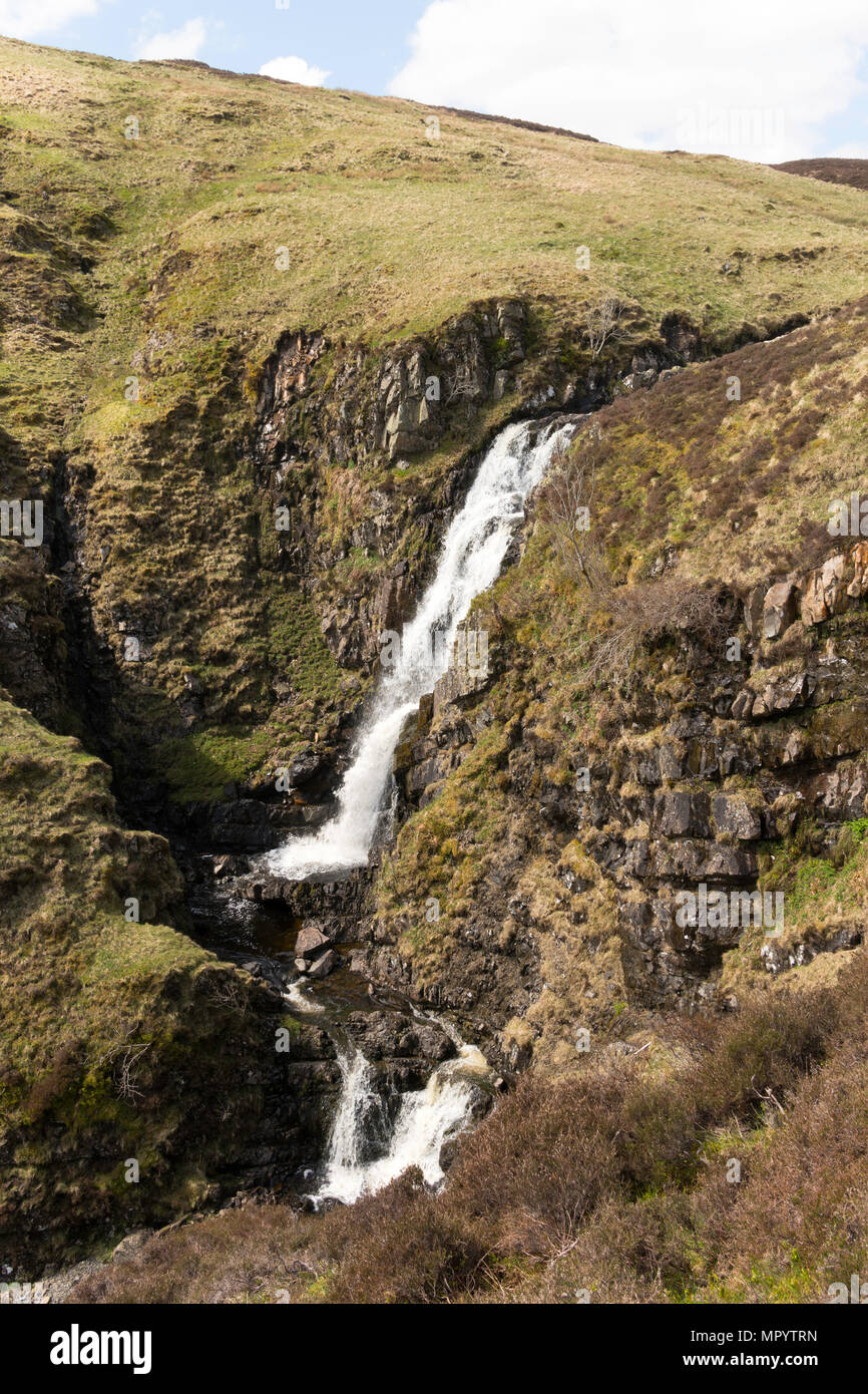 A section of the Grey Mare's Tail or Roaring Linn waterfall, near ...