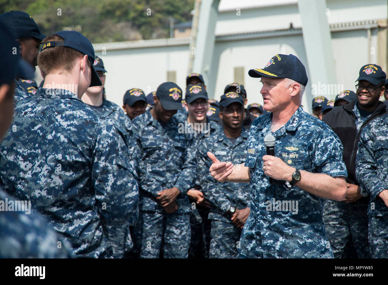 SASEBO, Japan (April 12, 2017) Vice Adm. Tom Rowden, commander, Naval ...