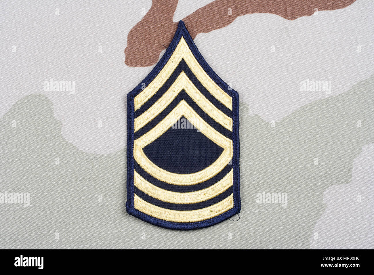 KIEV, UKRAINE - May 18, 2015. US ARMY Master Sergeant rank patch on ...