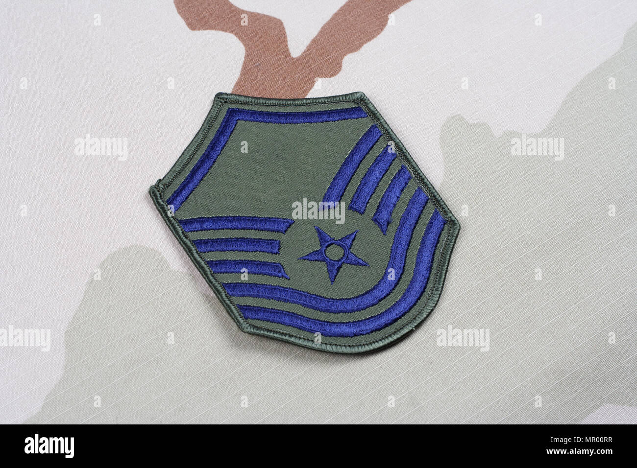 KIEV, UKRAINE - May 18, 2015. US AIR FORCE Master Sergeant rank patch ...