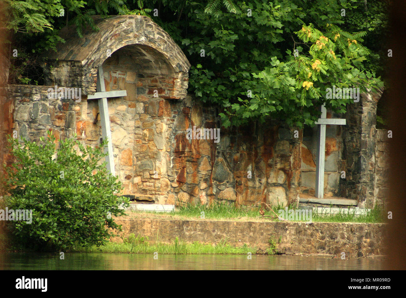 Cross display by the lake Stock Photo - Alamy
