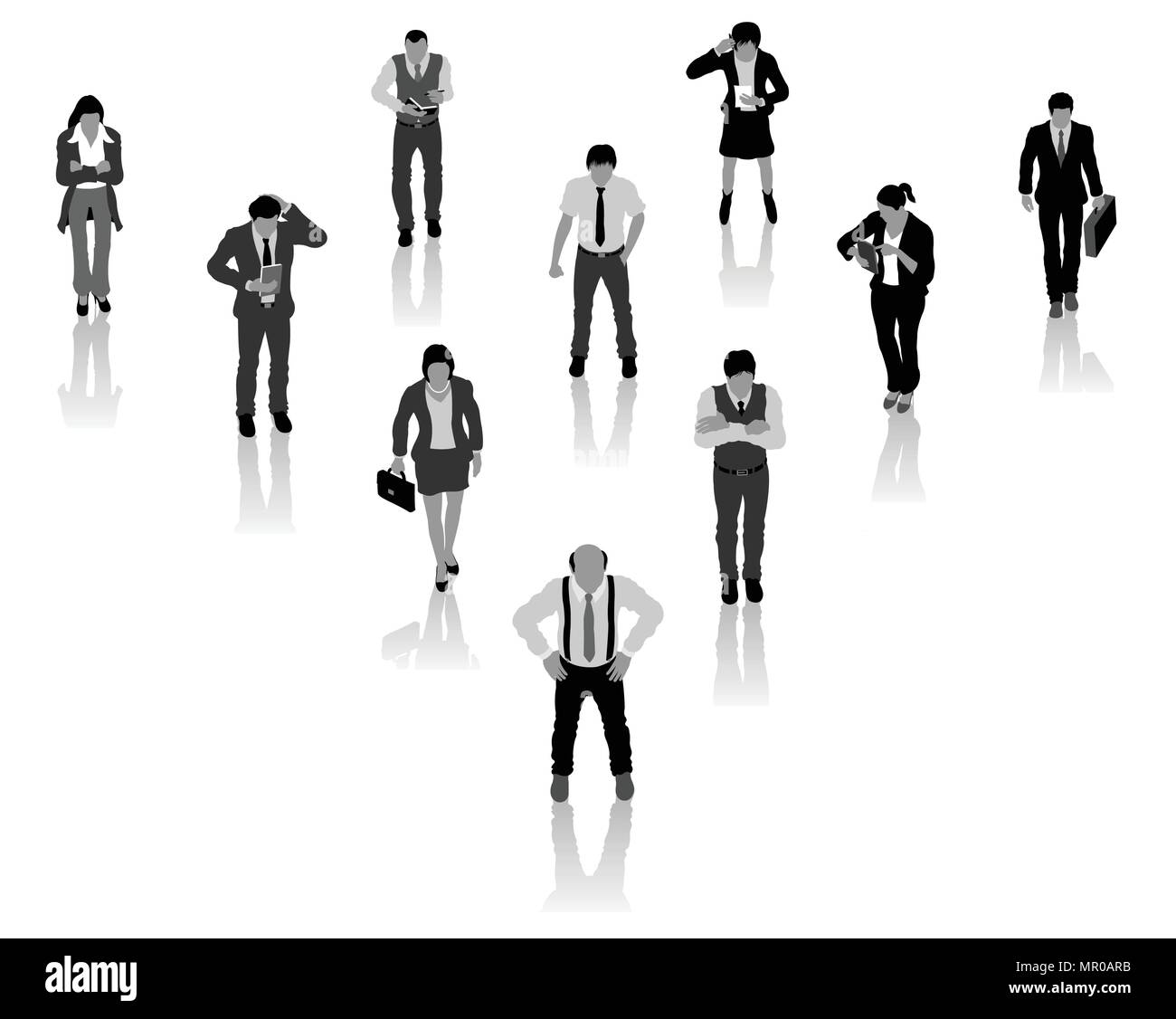 The Boss and business crew silhouette with black and grey shades. All ...