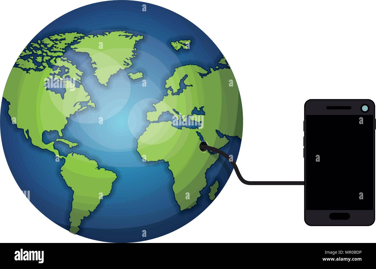Earth planet smartphone device Stock Vector Images - Alamy
