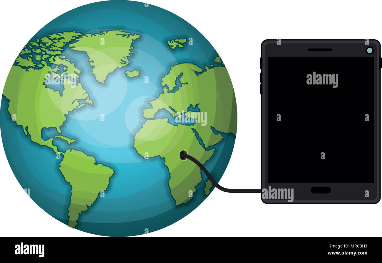 world planet with tablet device Stock Vector Image & Art - Alamy