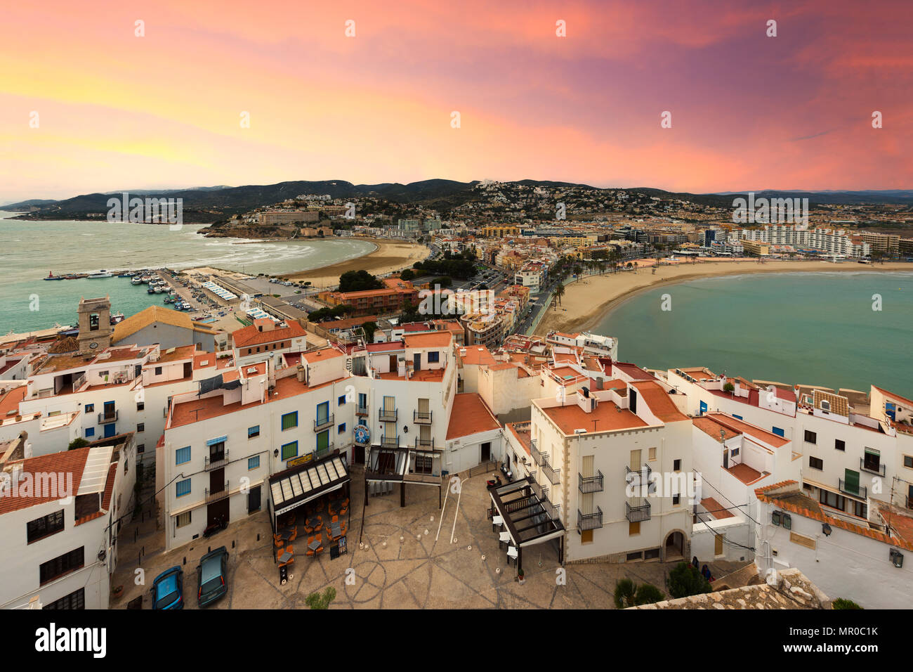View of the sea from a height of Pope Luna's Castle. Valencia, Spain ...