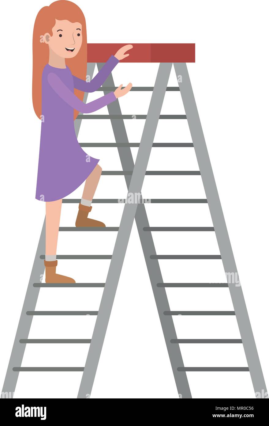 Woman and stepladder Stock Vector Images - Alamy