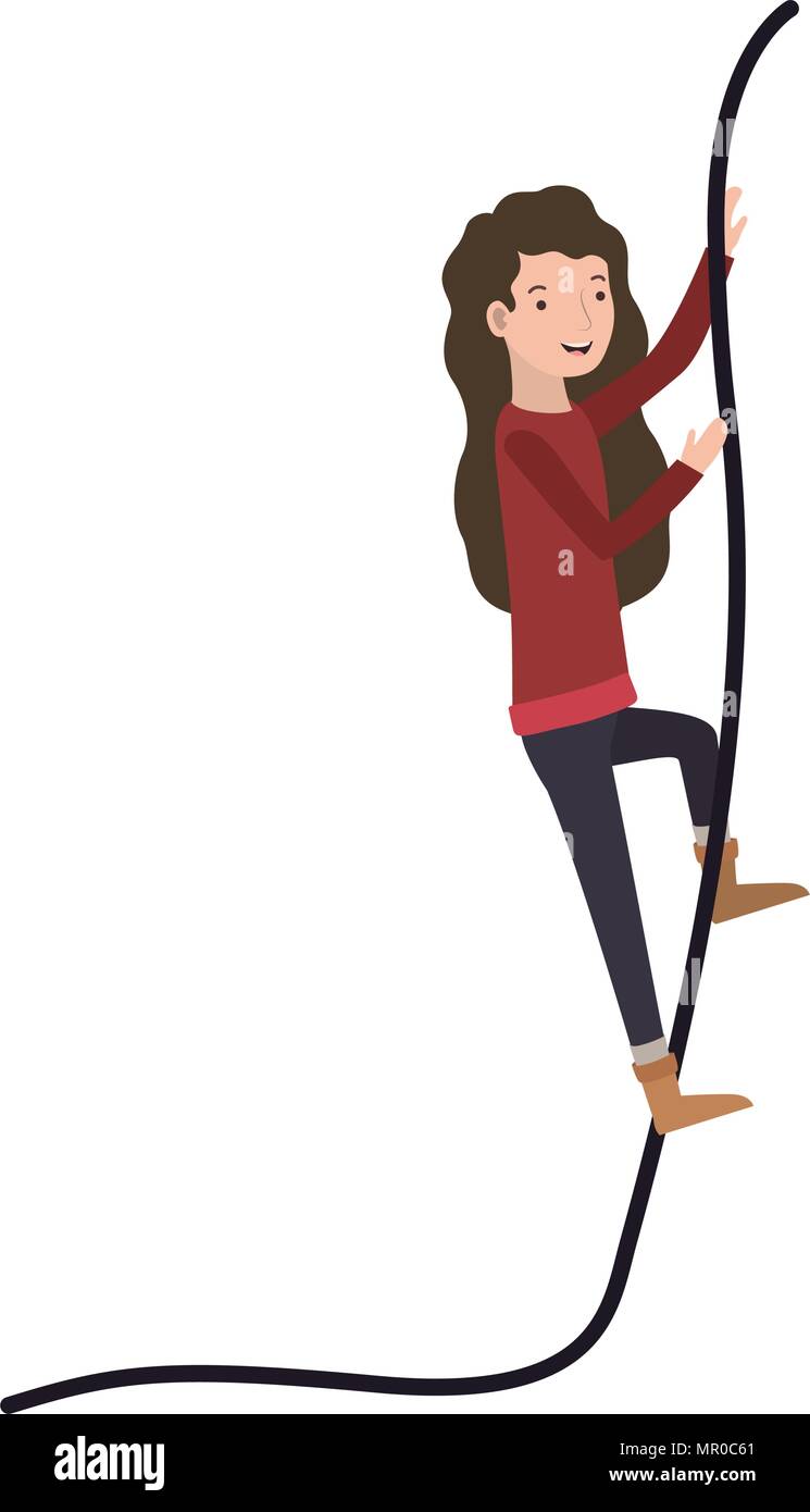woman climbing in rope character Stock Vector Image & Art - Alamy