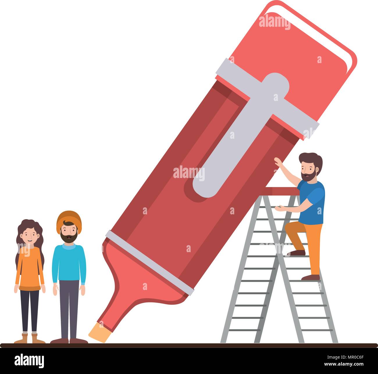 minipeople team working in marker pen Stock Vector Image & Art - Alamy