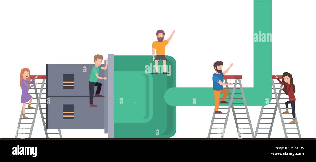 minipeople team working in usb cable Stock Vector Image & Art - Alamy