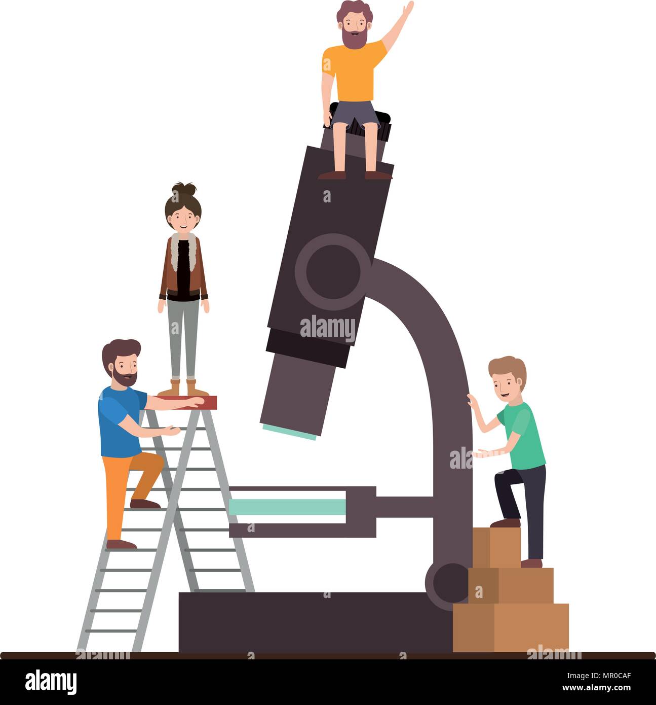 minipeople team working in microscope Stock Vector Image & Art - Alamy