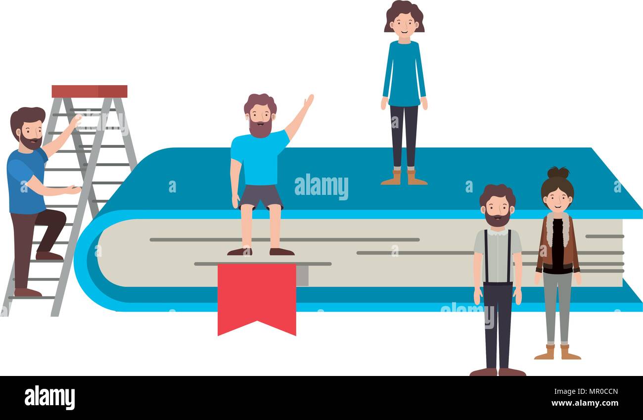minipeople team working in books Stock Vector Image & Art - Alamy