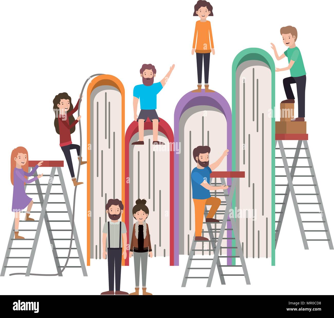 minipeople team working in books Stock Vector Image & Art - Alamy