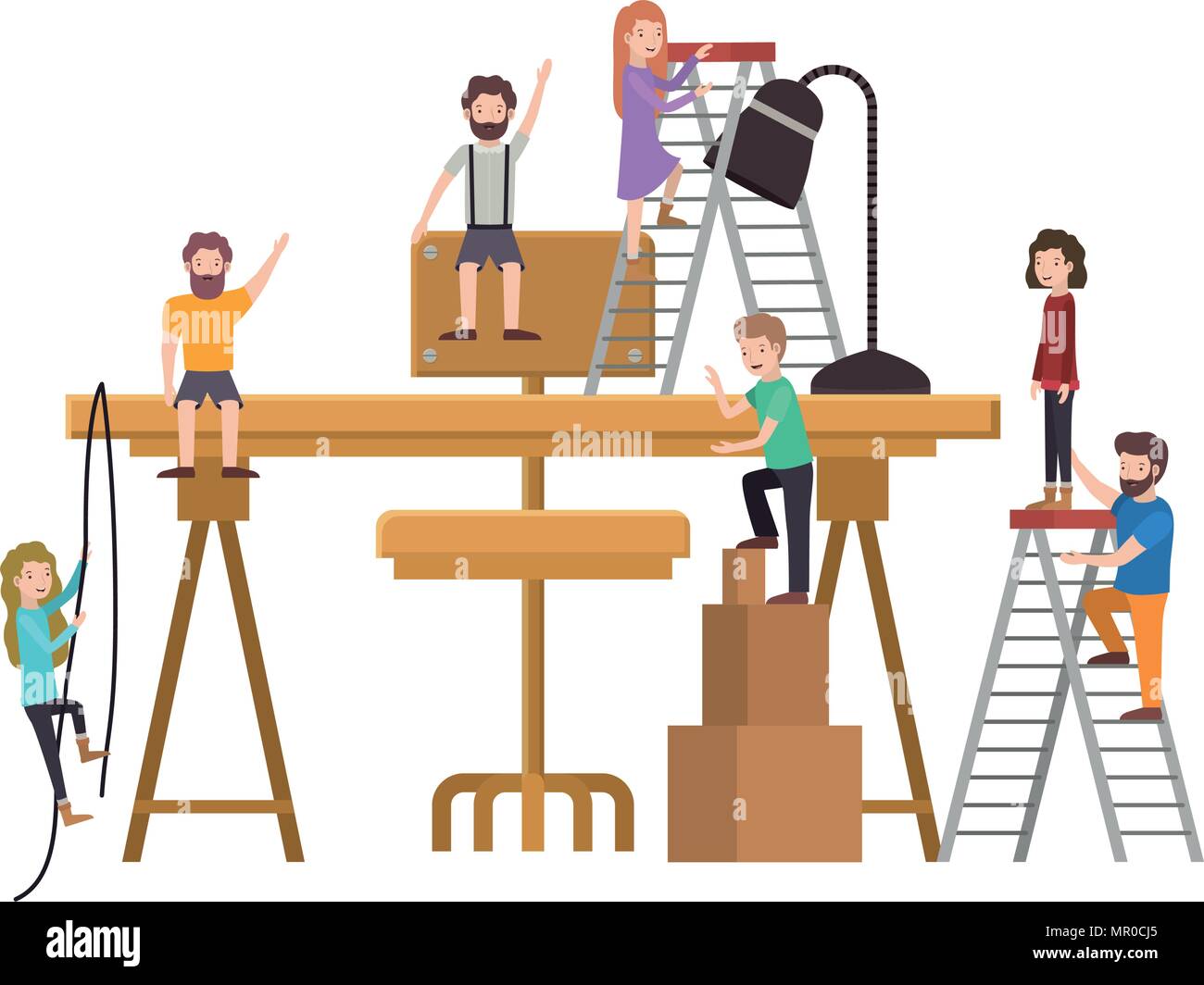 minipeople team working in workplace Stock Vector Image & Art - Alamy