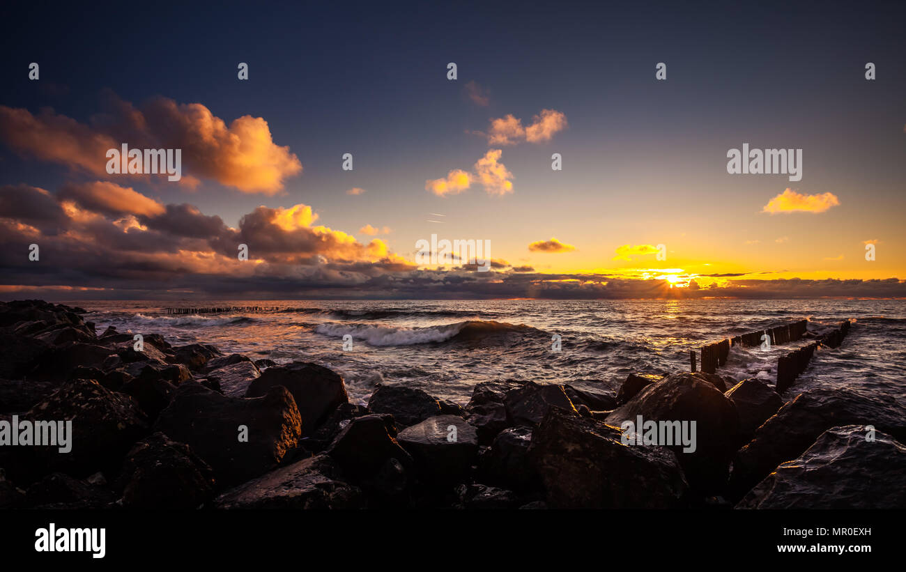 Colorful sunset in the Black Sea, Poti, Georgia Stock Photo - Alamy