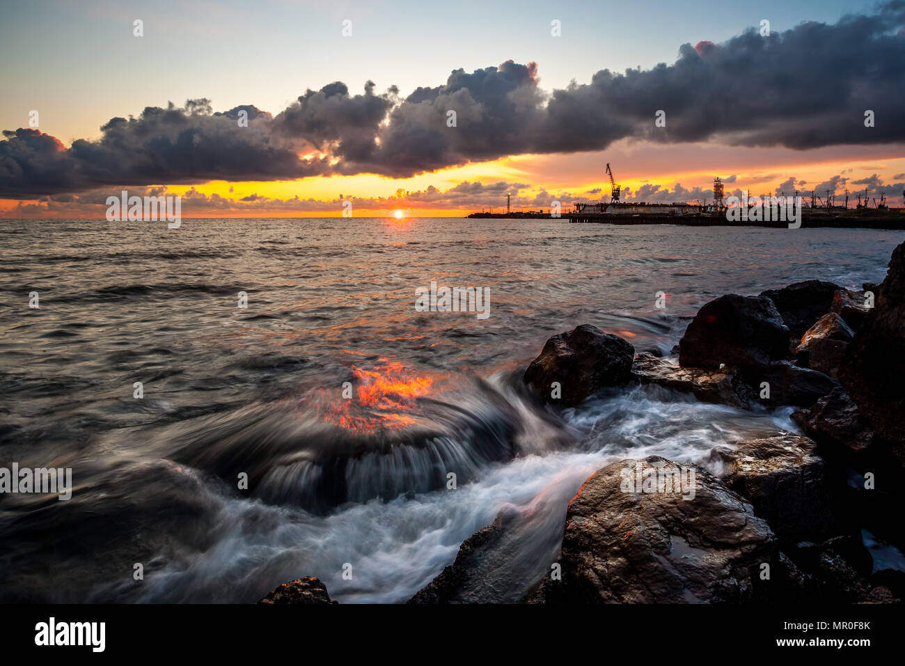 Colorful sunset in the Black Sea, Poti, Georgia Stock Photo - Alamy