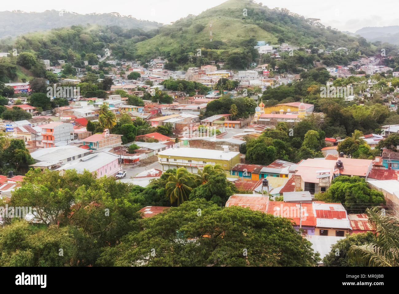 Aerial view at city of Boaco, with a population of approximately 19,000 ...