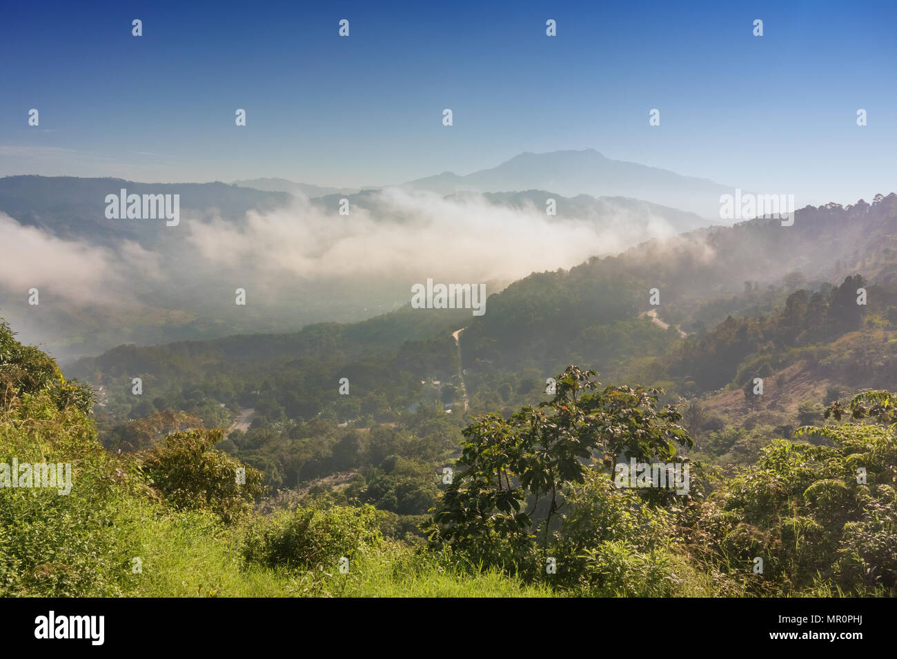 The road thru the mountains in Copan district near San Juan de Opoa in ...