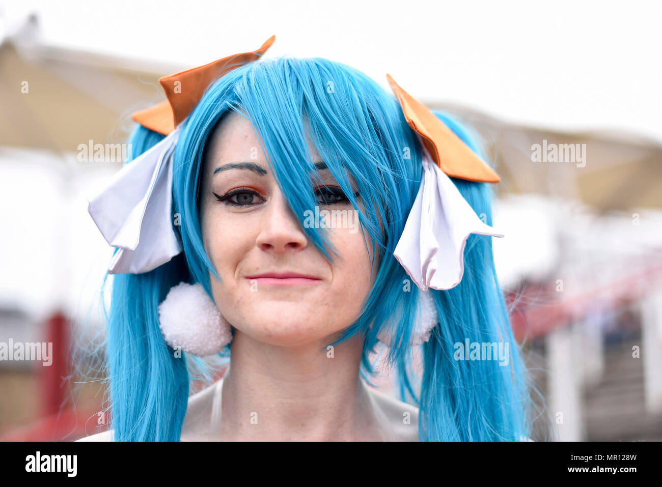 London, UK. 25 May 2018. A cosplayer attends MCM Comic Con at Excel in ...