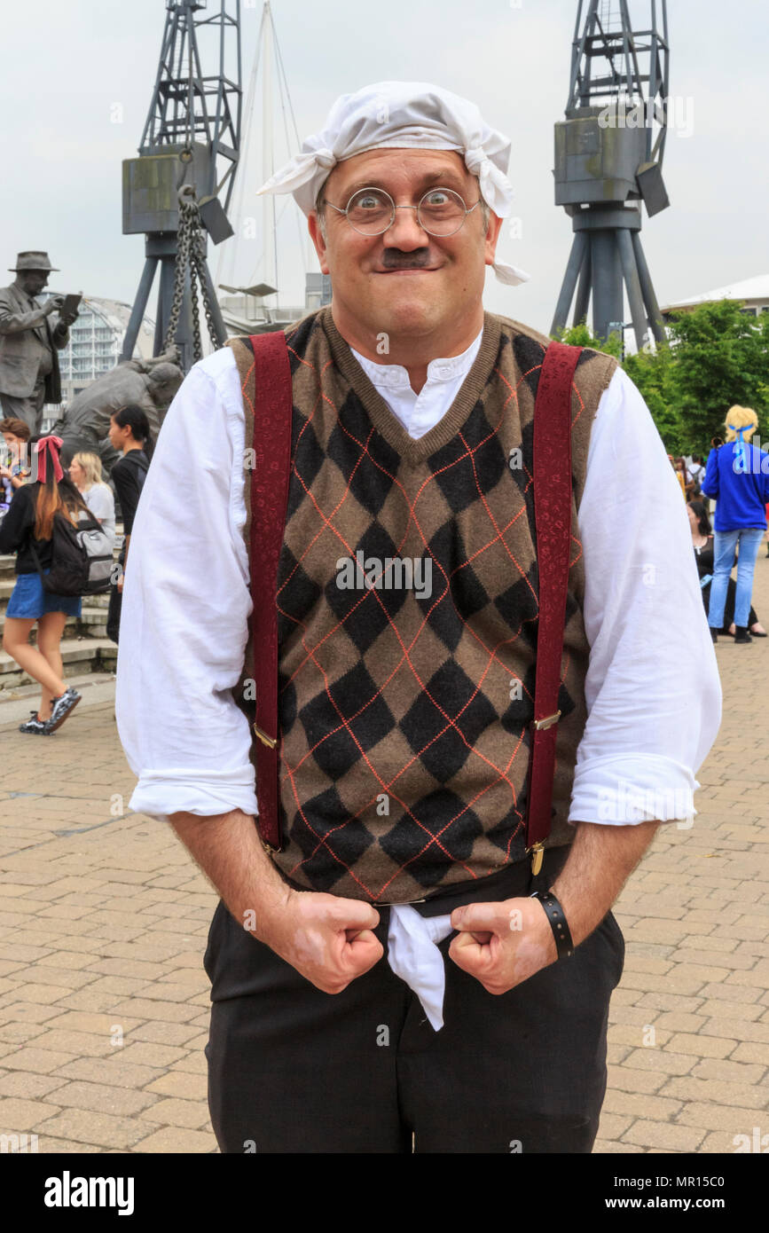 ExCel, London, 25th May 2018. A cosplayer as Monty Python's Gumbie ...