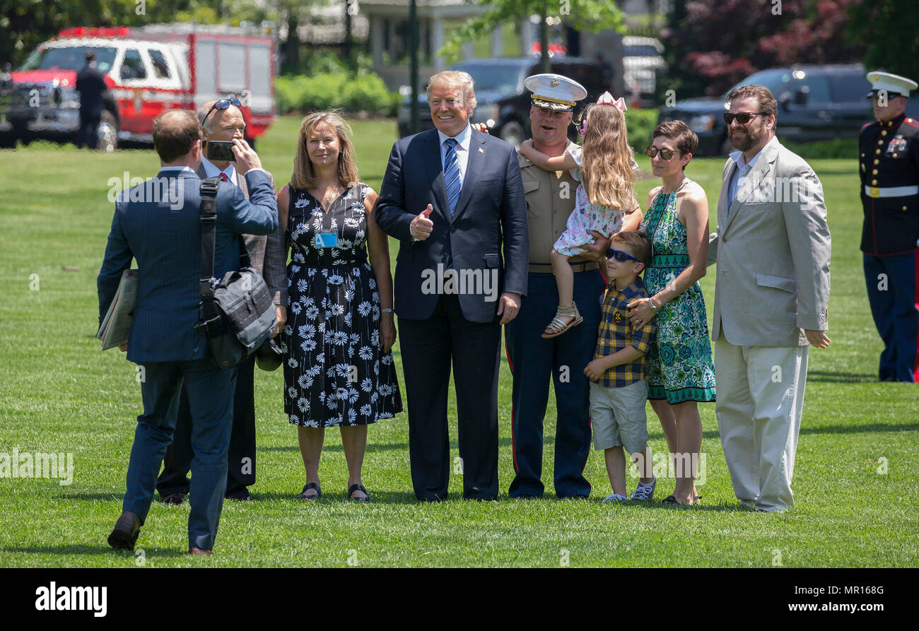 United States President Donald J. Trump poses for a photo with Marine ...