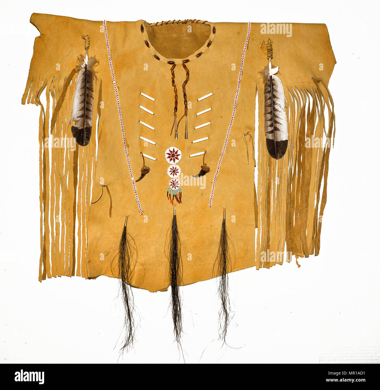 Leather Native American Shirt with beads, feathers, Bear claws and ...
