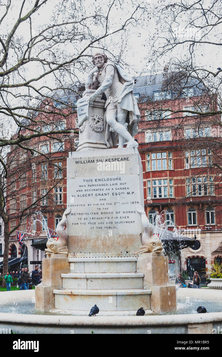 London, UK - April 2018: Statue of William Shakespeare sculpted by ...