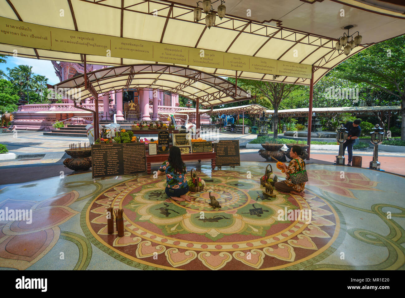 Bangkok, Thailand - Apr 22, 2017. People praying at Erawan Temple in ...