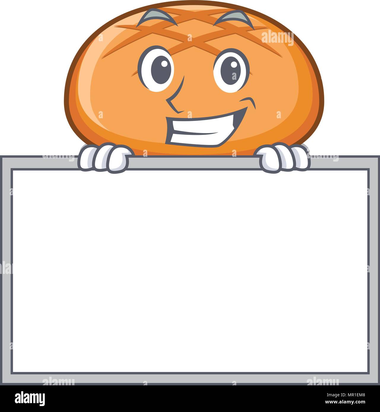 Grinning with board hamburger bun character cartoon Stock Vector Image ...