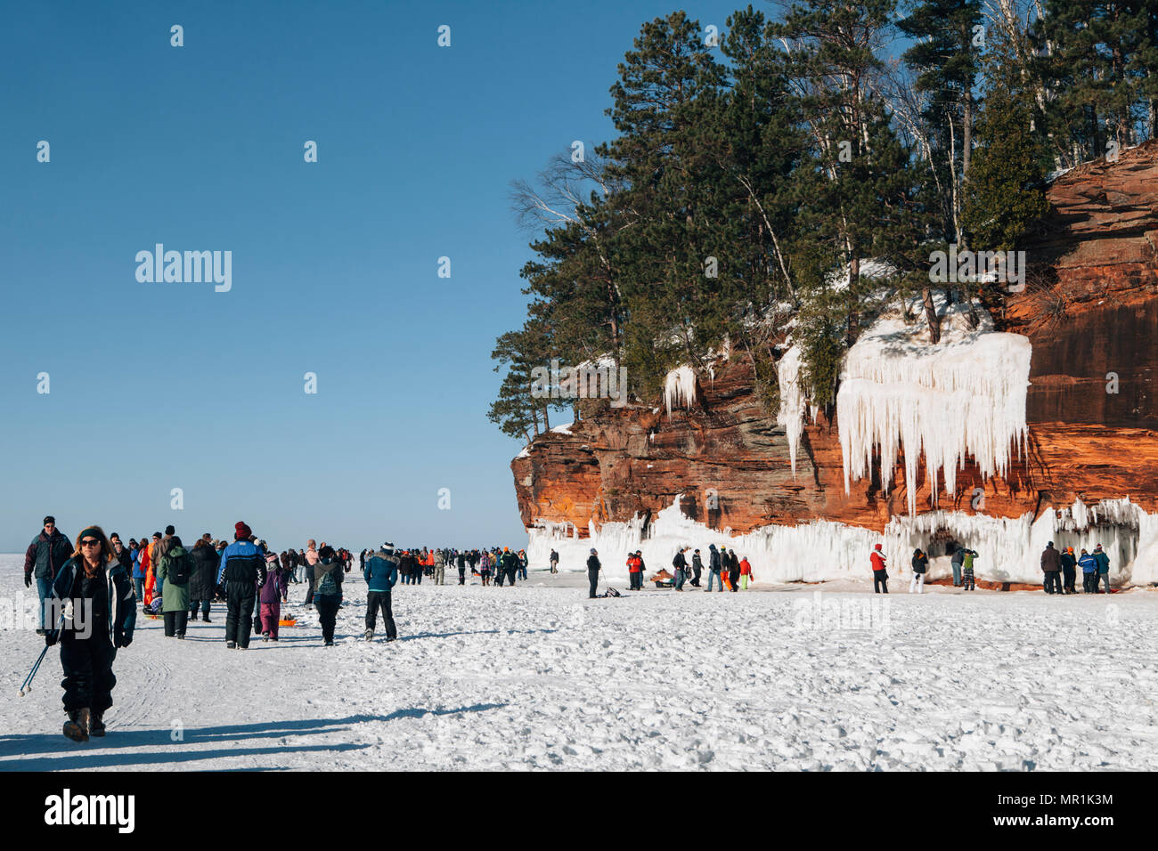 People visit the Apostle Islands National Lakeshore ice caves on a ...