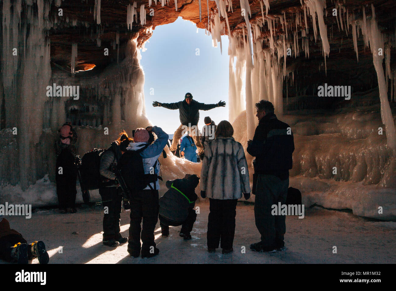 People visit the Apostle Islands National Lakeshore ice caves on a ...