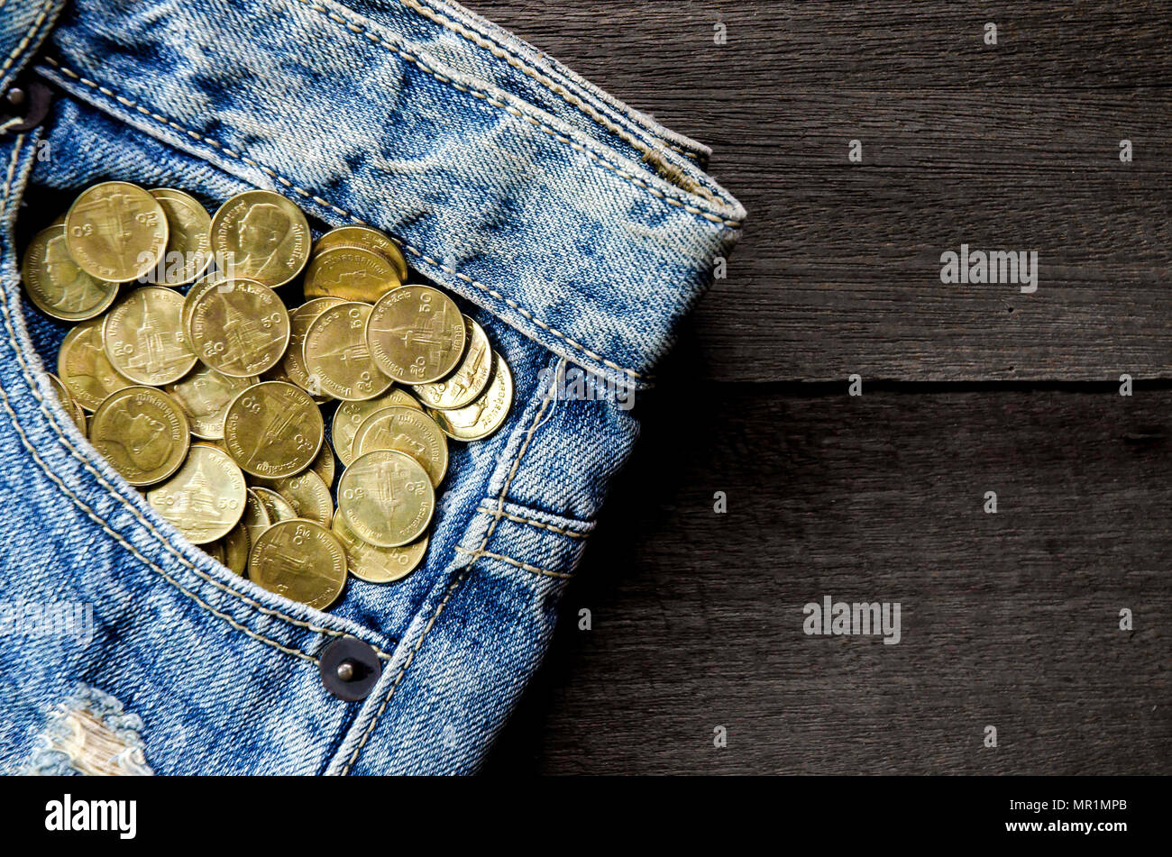 Coin stack and blue jeans lack, jeans pattern texture background, jeans ...