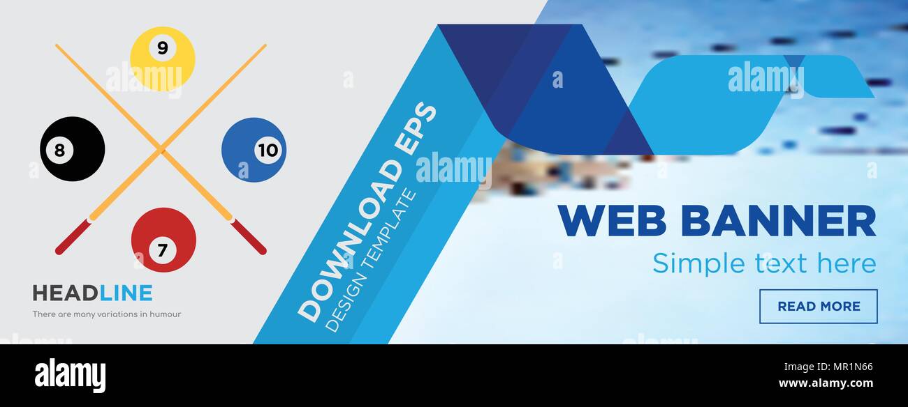 snooker concept horizontal webpage banner template design on abstract ...
