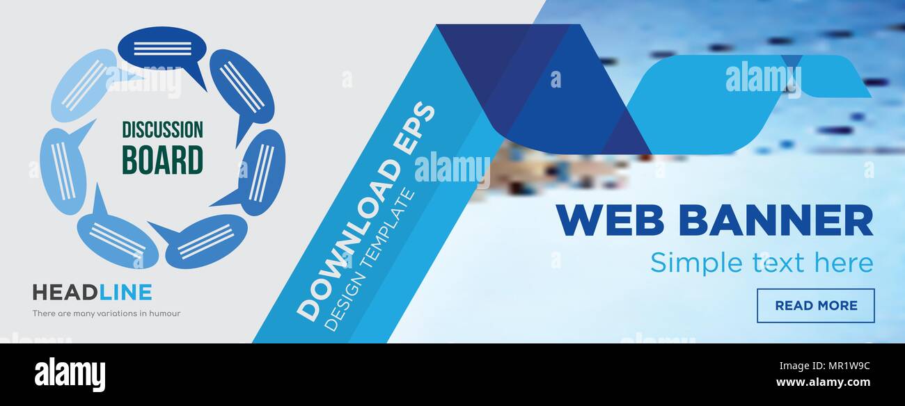 discussion board concept horizontal webpage banner template design on ...