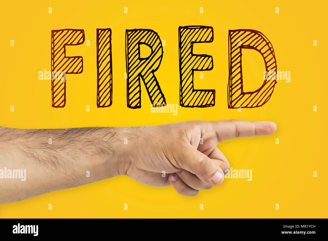 HR, firing employee concept. HR representative pointing at door Stock ...