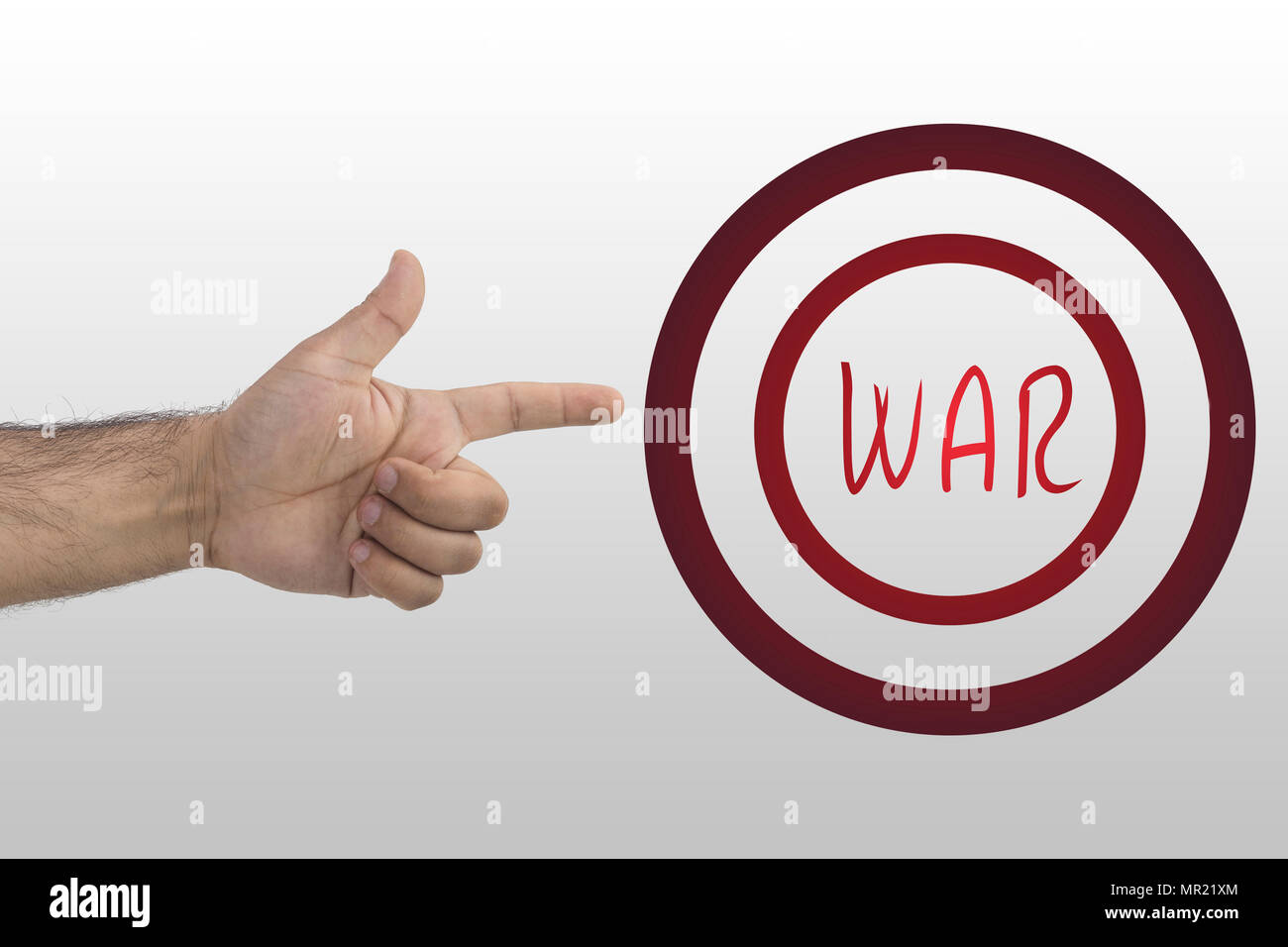 War concept. World war III. War time. Hand pointing to the inscription ...