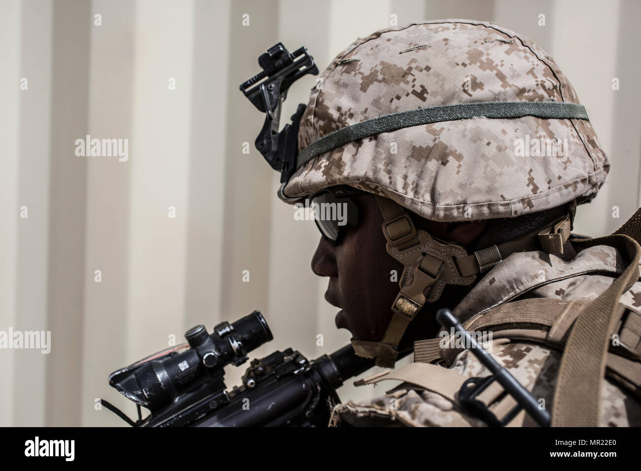 U.S. Marine Corps Pfc. John R. Holmes, a mortarman, with Weapons ...