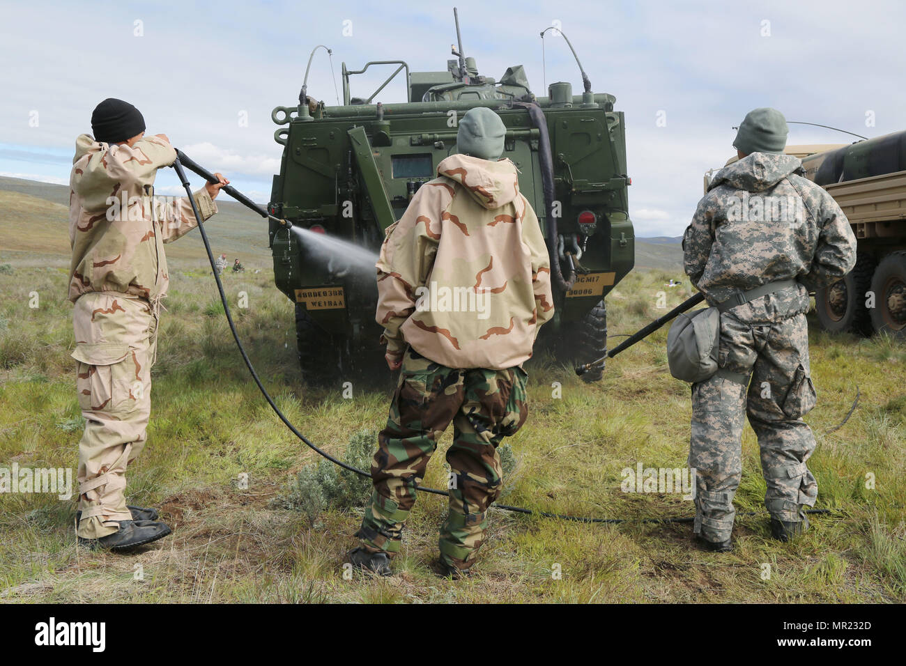 A U.S. Army instructor observes Soldiers from the 10th Chemical Company ...