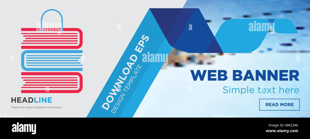 book shop concept horizontal webpage banner template design on abstract ...