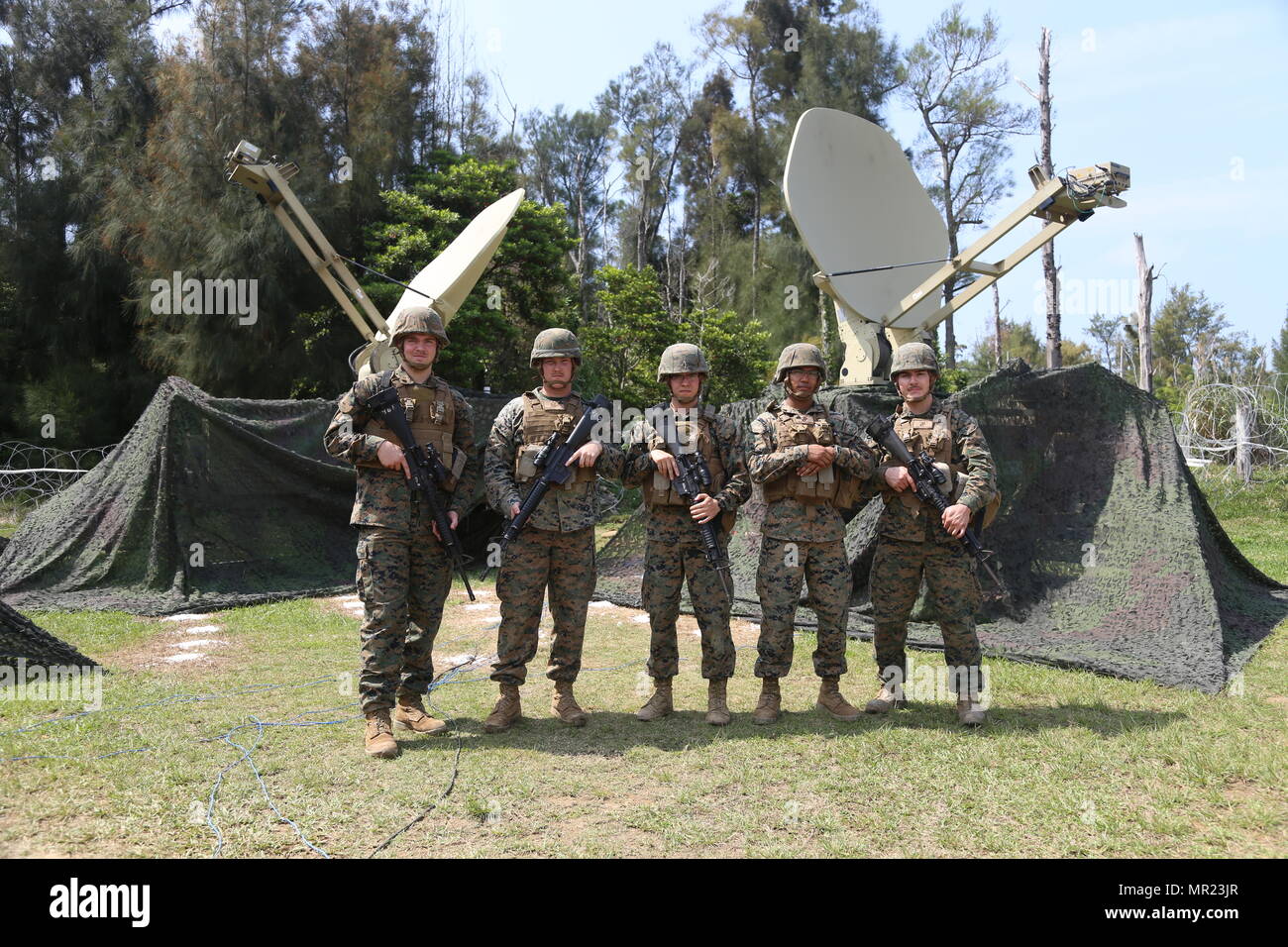 United States Marine Corps satellite communication operators with ...