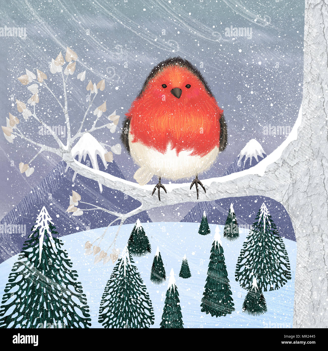 Paper Snowy Day Red Robin Card Greeting Cards Holiday & Seasonal Cards ...