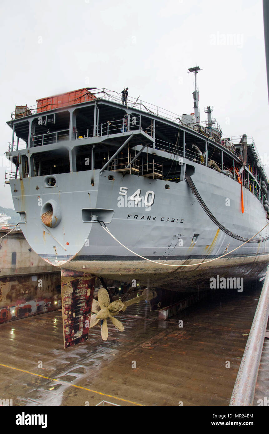PORTLAND, Ore. (May 1, 2017) - The submarine tender USS Frank Cable (AS ...