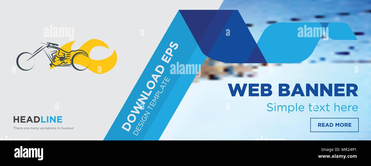 chopper concept horizontal webpage banner template design on abstract ...