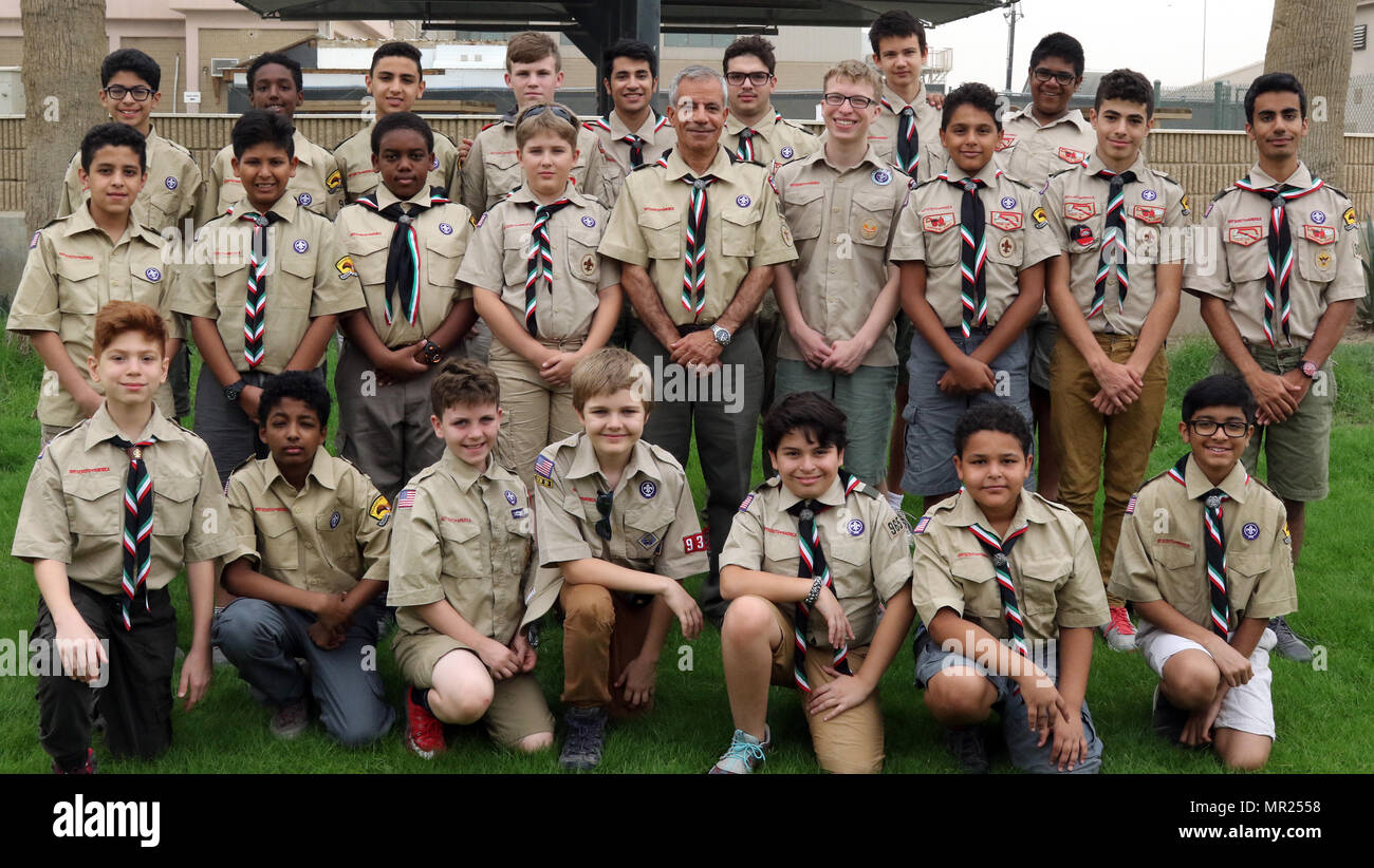 Boy Scout of Troop 965 Kuwait pose for a picture, April 29, Camp ...