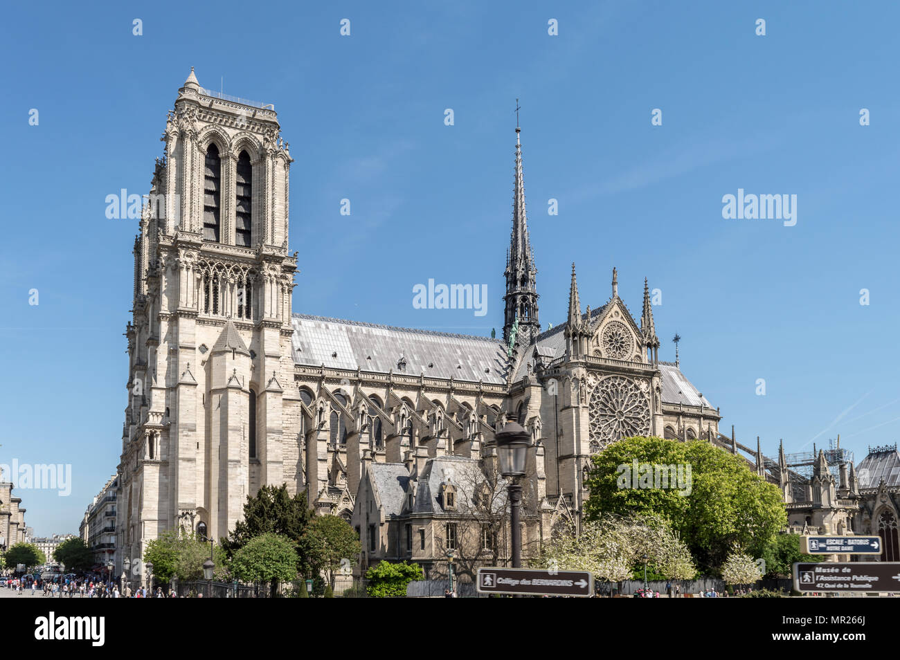 Paris, France - April 18, 2018: Notre Dame Cathedral in Paris. Side ...