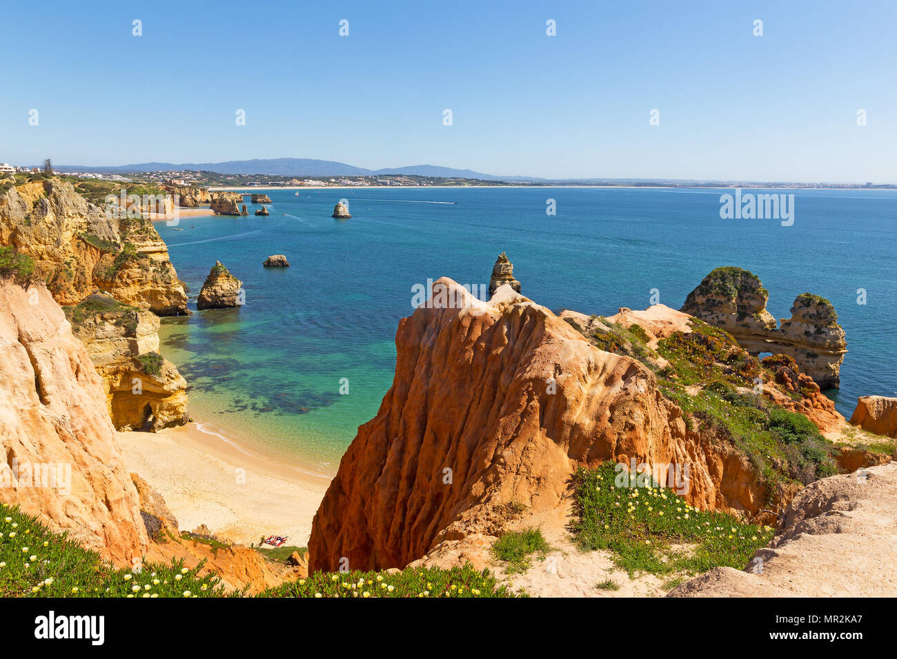 Spectacular views and secluded small beaches on Algarve coastline in ...