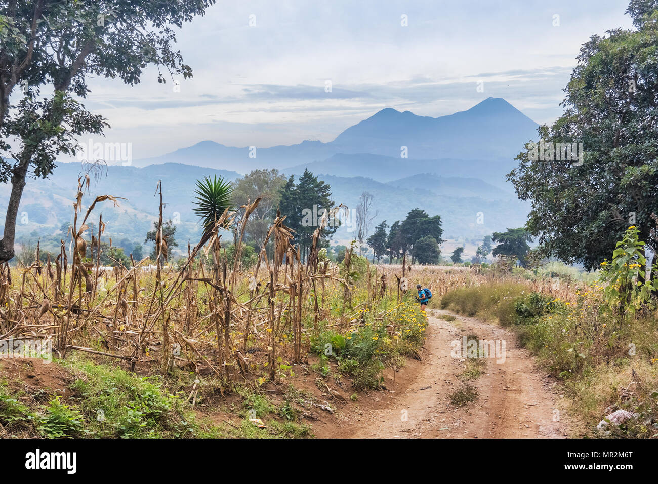 Santa Maria de Jesus, Guatemala - December 5, 2016: Dirt road and the ...