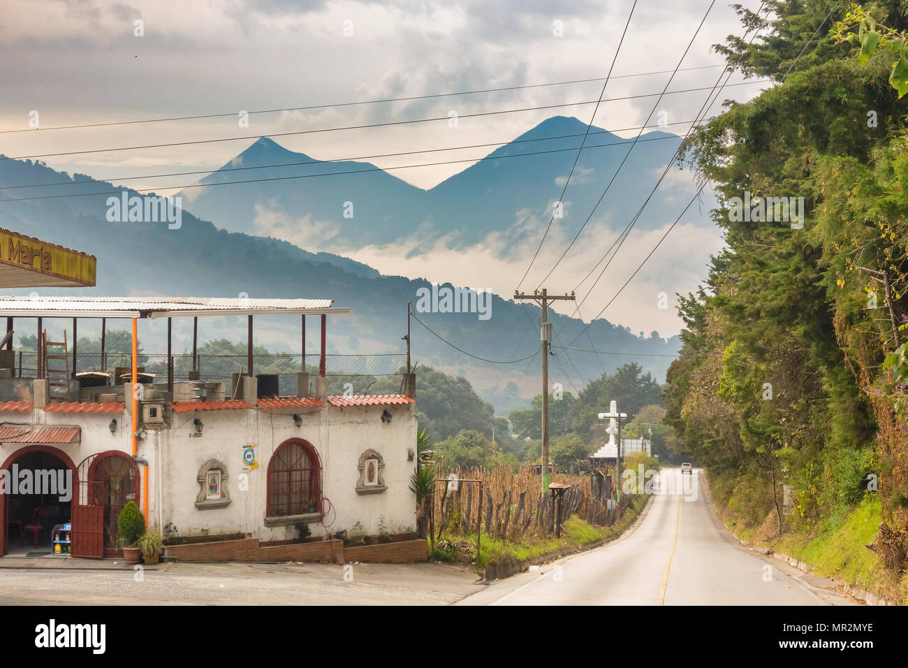 Santa Maria de Jesus, Guatemala - December 5, 2016: Dirt road and the ...